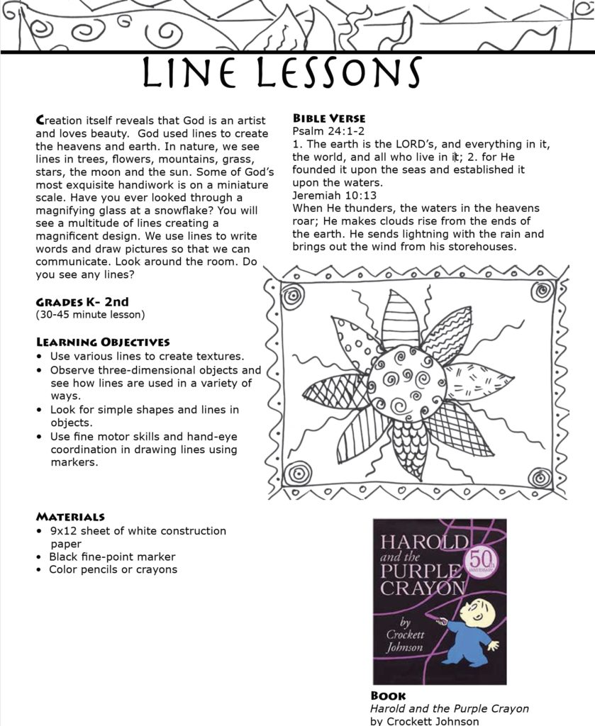 Back to School Line Lesson - Christian Art Lessons