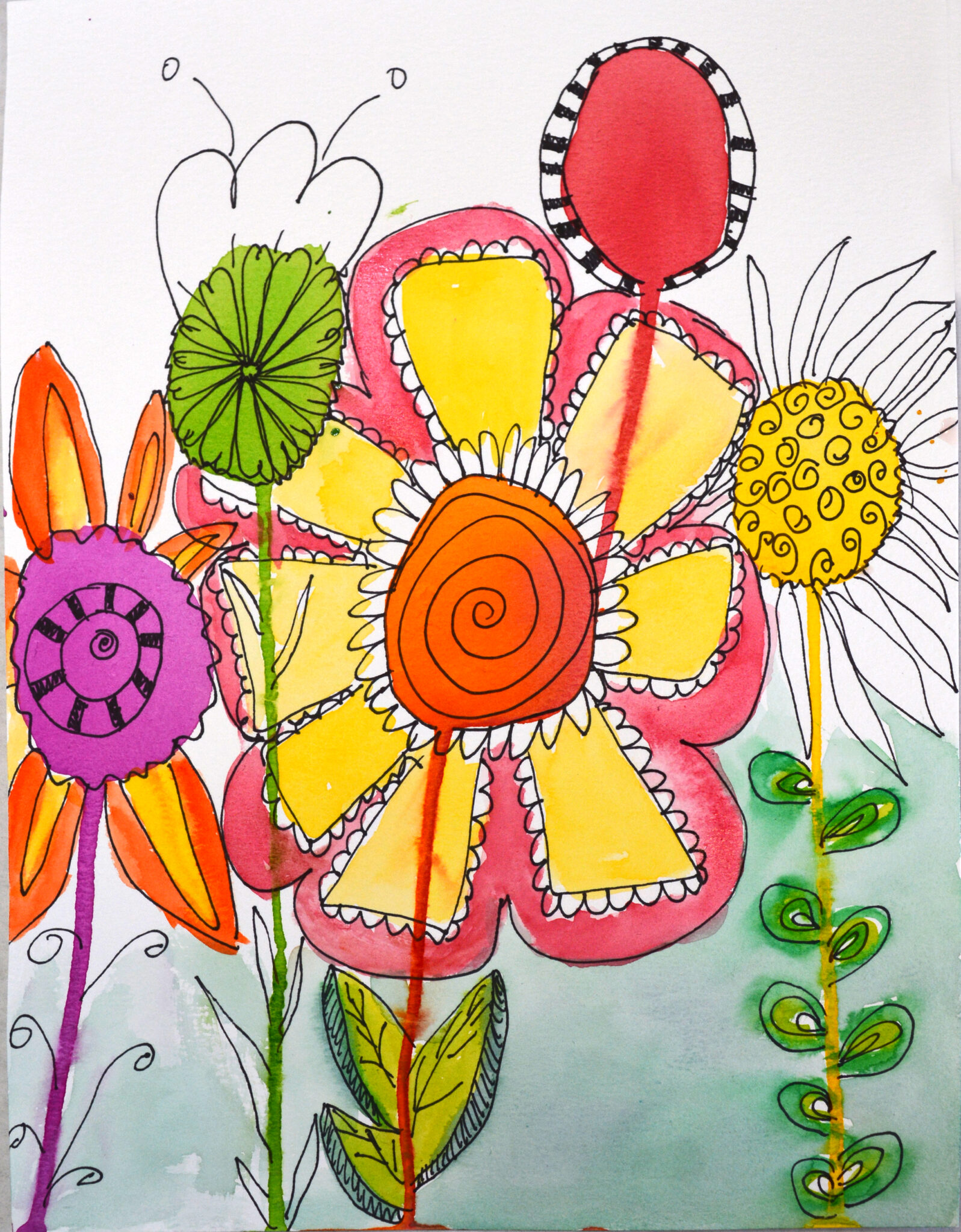 Drip Watercolor and Mixed Media Wildflower PDF Art Lesson - Christian ...