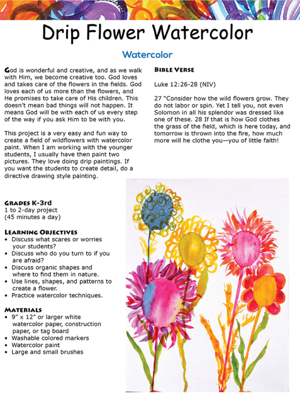 Drip Flower Watercolor Art Lesson - Christian Art Lessons