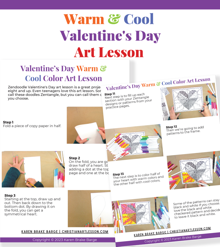 Valentine’s Day Warm & Cool Color Art Lesson - Christian Art Lessons