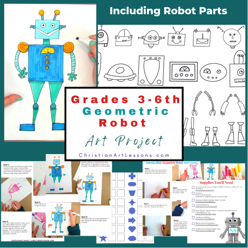Draw A Geometric Robot PDF Art Lesson - Christian Art Lessons
