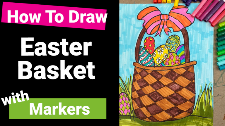 How to draw An Easter Basket with Markers - Christian Art Lessons